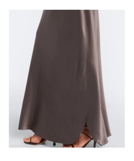 NILI LOTAN Silk Satin Cami Slip Dress - Grey