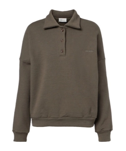 Magda Butrym Cotton-blend Fleece Polo Sweater - Grey