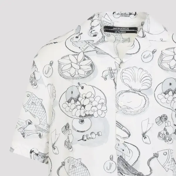 Jacquemus The Cocktail Short Sleeved Shirt - Off-white/black