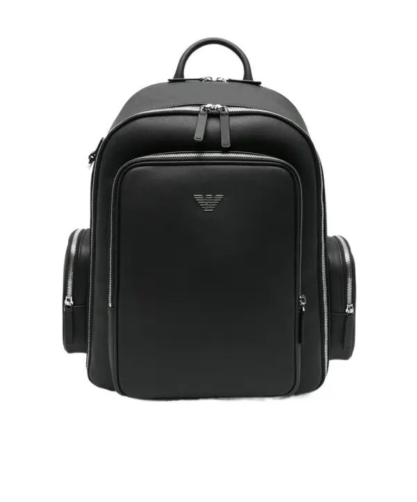 Emporio Armani Backpack With A Metallic Logo And Silver-tone Zips
