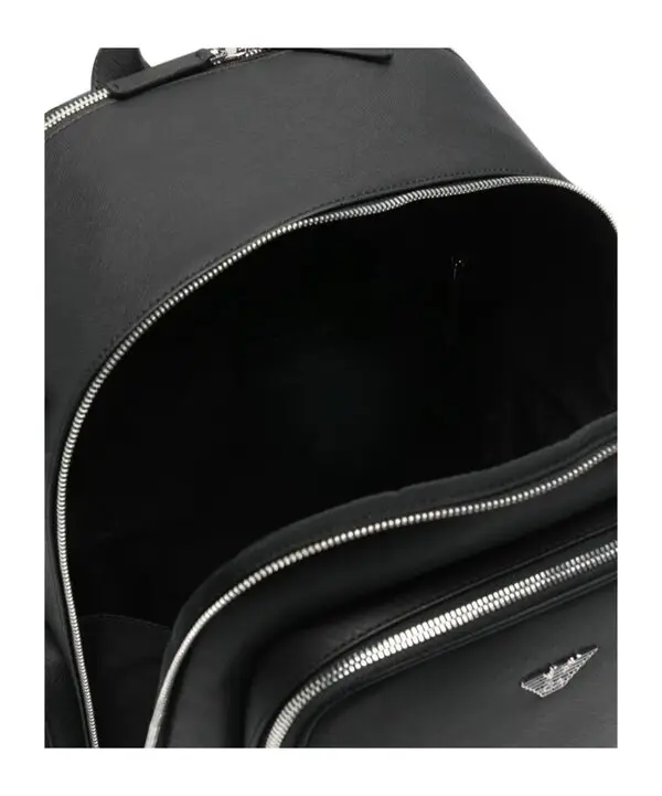 Emporio Armani Backpack With A Metallic Logo And Silver-tone Zips
