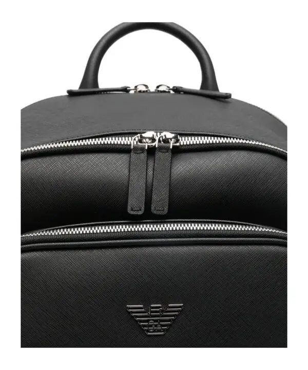 Emporio Armani Backpack With A Metallic Logo And Silver-tone Zips