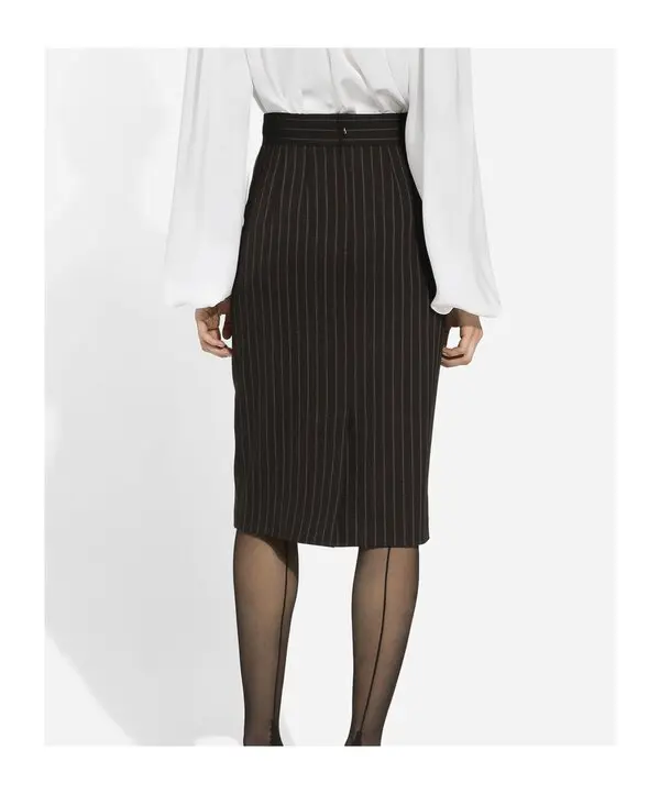 Dolce & Gabbana Virgin Wool-blend Pinstripe Midi Skirt