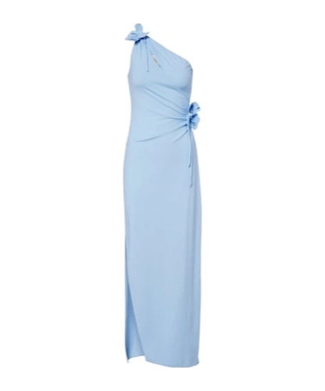Coperni Asymmetrical Knit Gown With Floral Appliqués