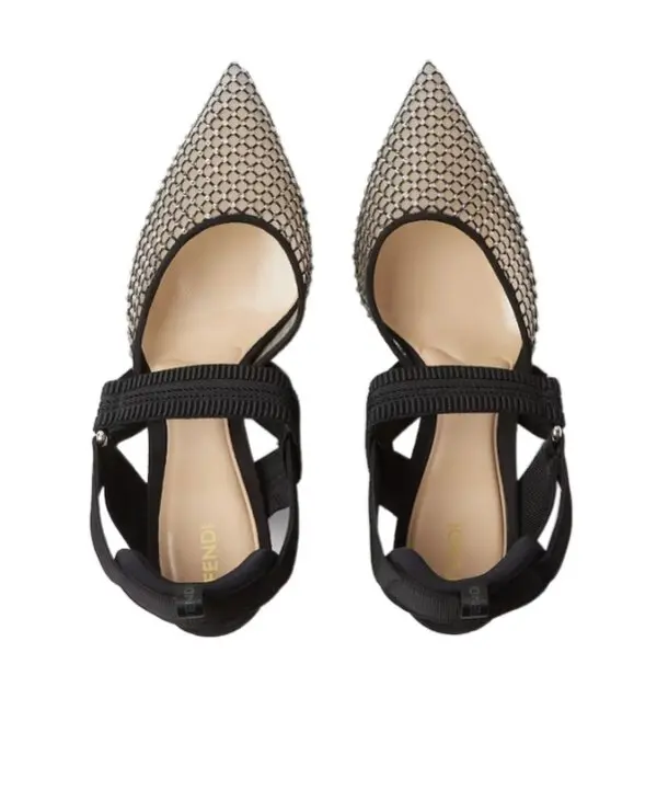Fendi Colibri Mesh And Suede High-heeled Slingbacks