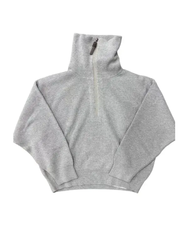 Brunello Cucinelli Long-sleeve Knit Top With High Neck And Zip Closure
