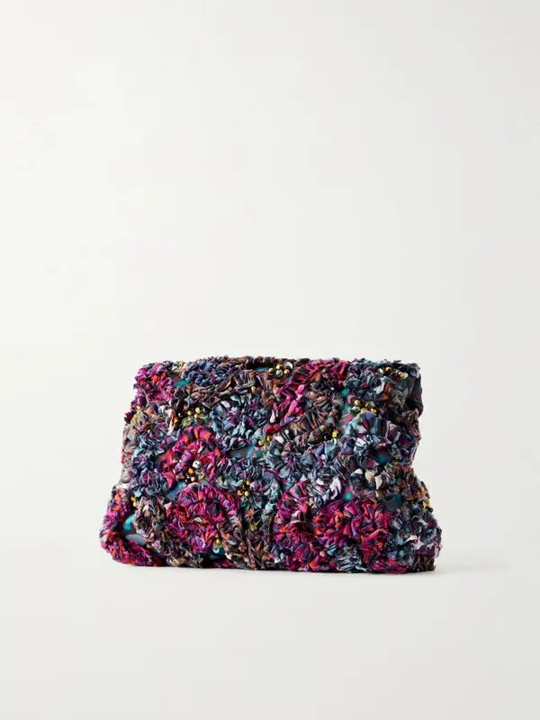 Dries Van Noten Multicolor Ruffled Clutch Bag