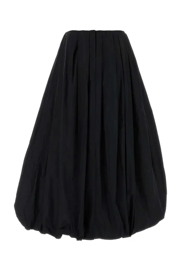 JIL SANDER Lightweight Taffeta Asymmetric Draped Skirt - Black