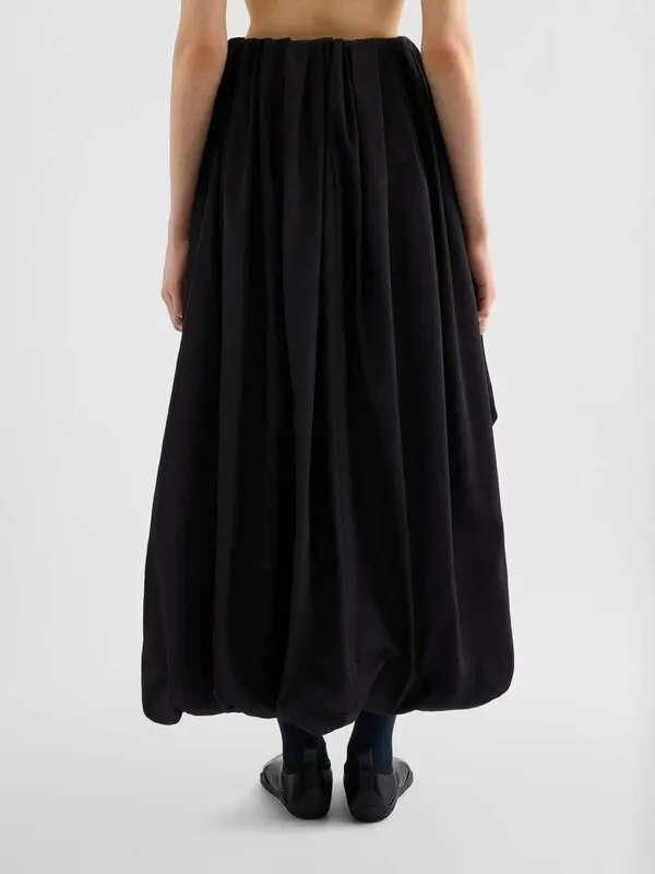 JIL SANDER Lightweight Taffeta Asymmetric Draped Skirt - Black