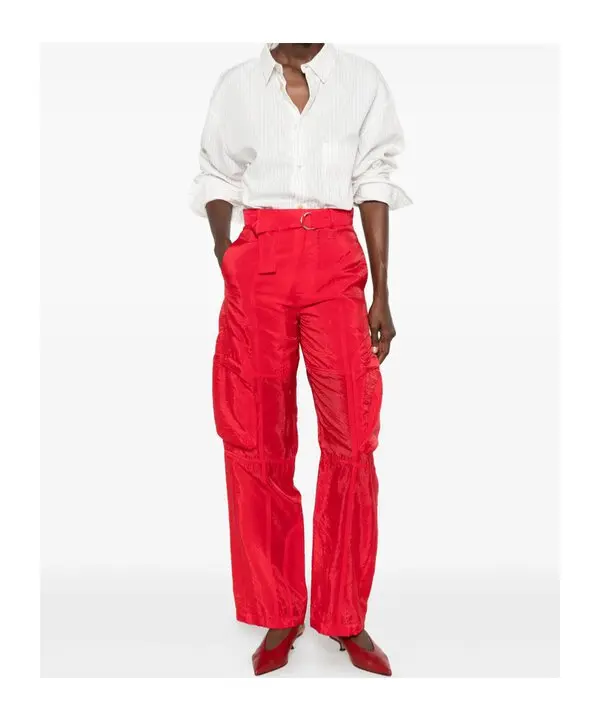 THE FRANKIE SHOP Wide Leg Cargo Pants With Belted Waist