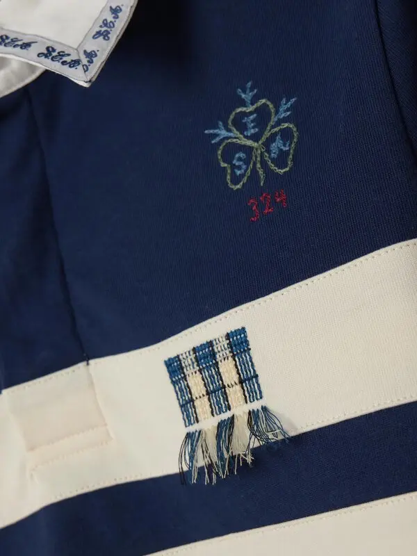Sea Striped Cropped Rugby Polo Shirt