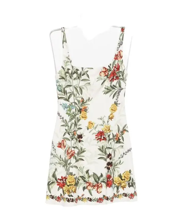 ALICEOLIVIA Floral-print Square-neck Mini Dress