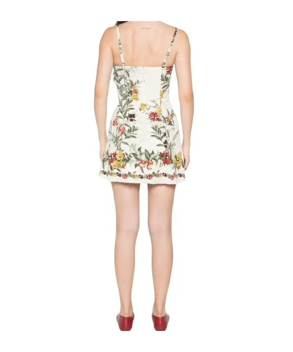 ALICEOLIVIA Floral-print Square-neck Mini Dress
