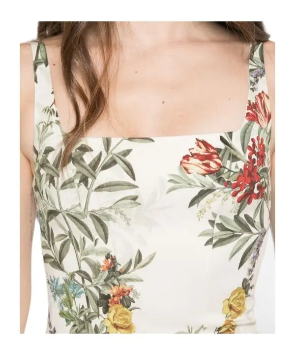 ALICEOLIVIA Floral-print Square-neck Mini Dress