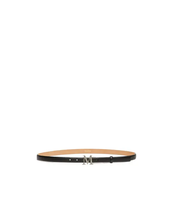 Max Mara Leather Belt With Letter Pattern Buckle - Black
