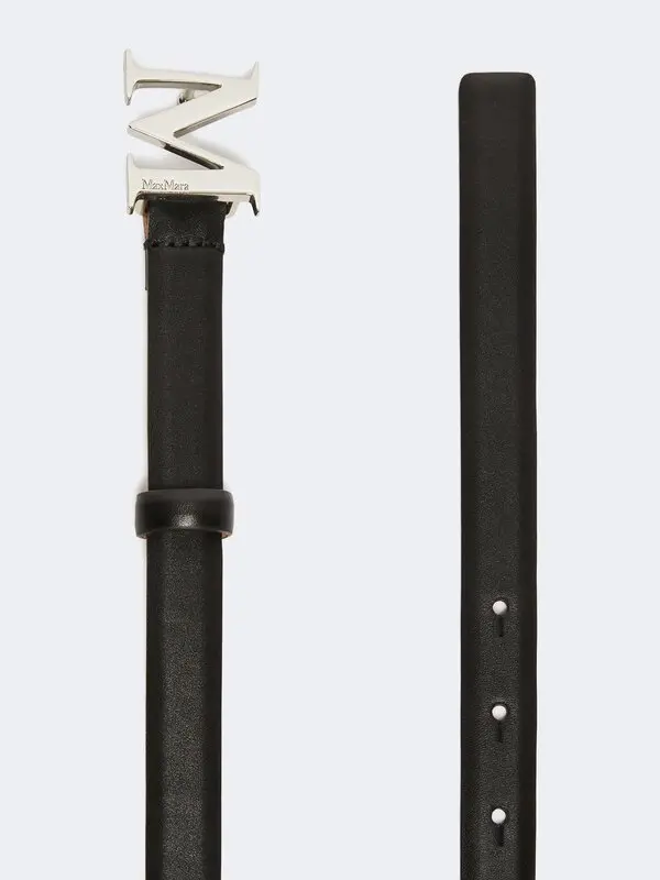 Max Mara Leather Belt With Letter Pattern Buckle