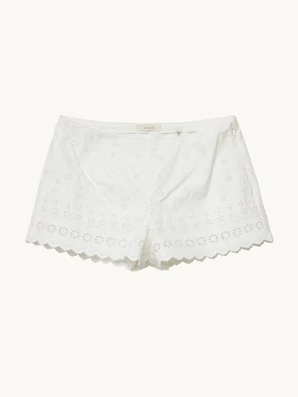 DÔEN Arda Embroidered Eyelet Shorts - Salt