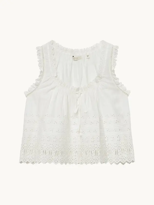 DÔEN Toussine Eyelet Cotton Top - Salt