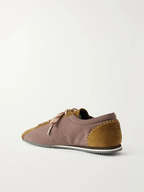 WALES BONNER Paris Suede-trimmed Trainers - Brown