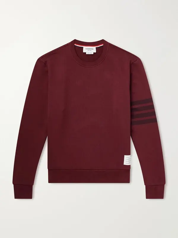 Thom Browne 4-bar Stripe Cotton French Terry Sweatshirt - Burgundy