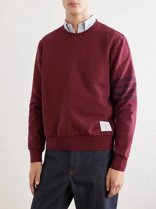 Thom Browne 4-bar Stripe Cotton French Terry Sweatshirt - Burgundy