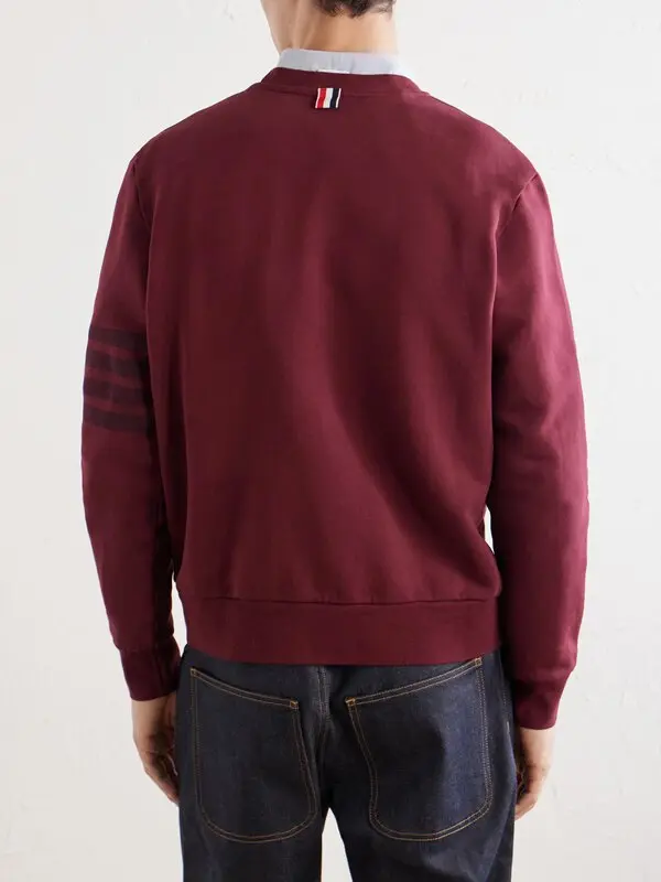 Thom Browne 4-bar Stripe Cotton French Terry Sweatshirt - Burgundy