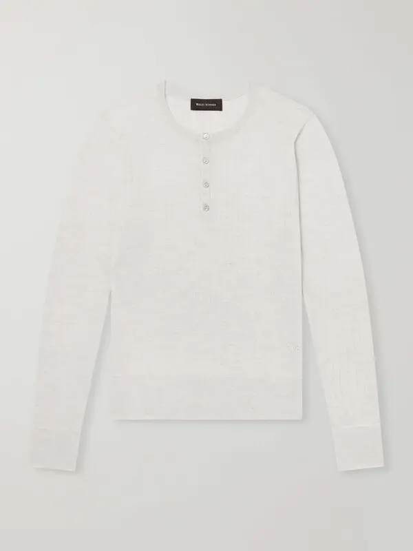 WALES BONNER Nile Ribbed Wool Henley T-shirt