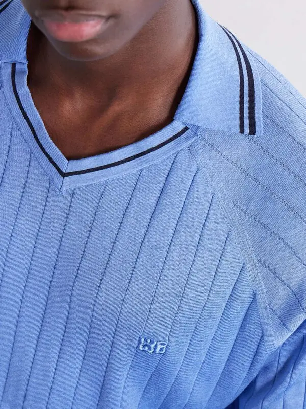 WALES BONNER Roots Logo-embroidered Knitted Polo Shirt