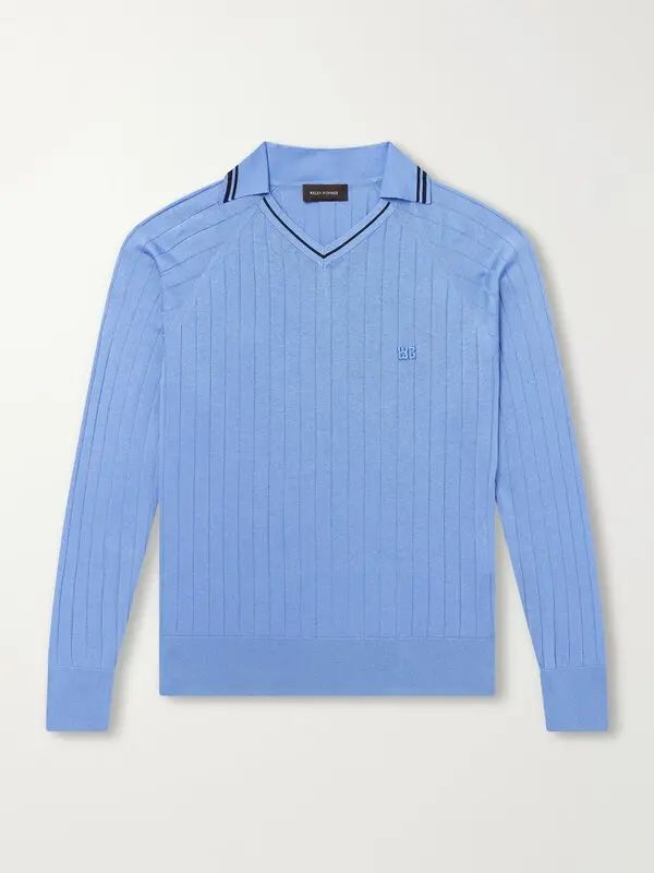 WALES BONNER Roots Logo-embroidered Knitted Polo Shirt
