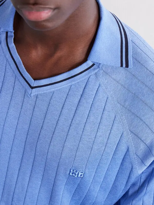 WALES BONNER Roots Logo-embroidered Knitted Polo Shirt