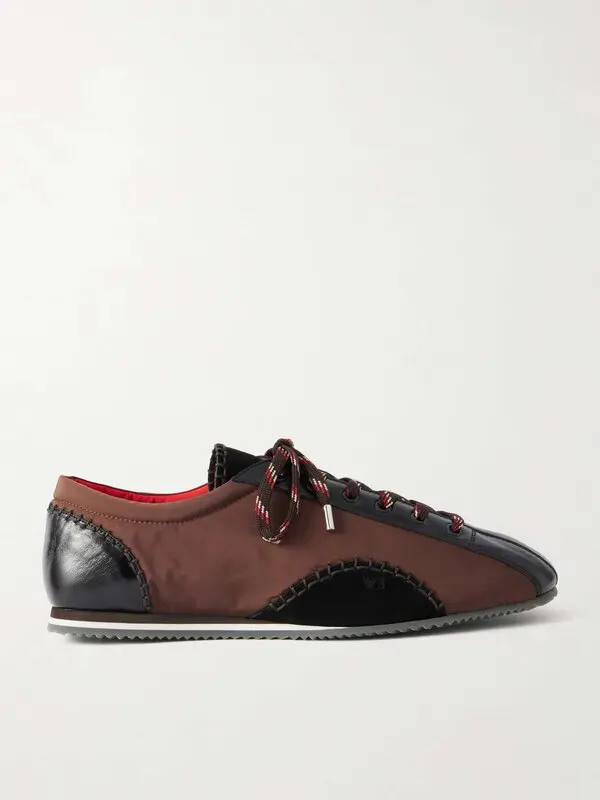 WALES BONNER Paris Trainer Leather-trimmed Shell Sneakers