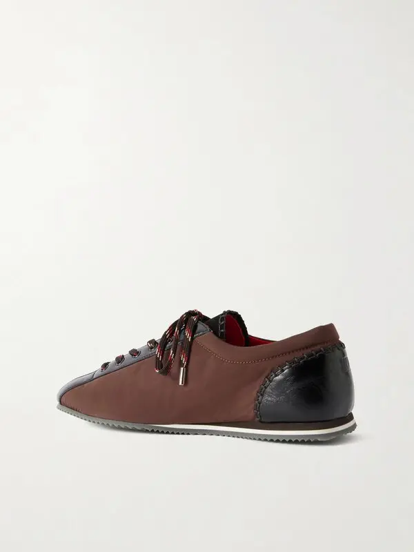 WALES BONNER Paris Trainer Leather-trimmed Shell Sneakers - Brown
