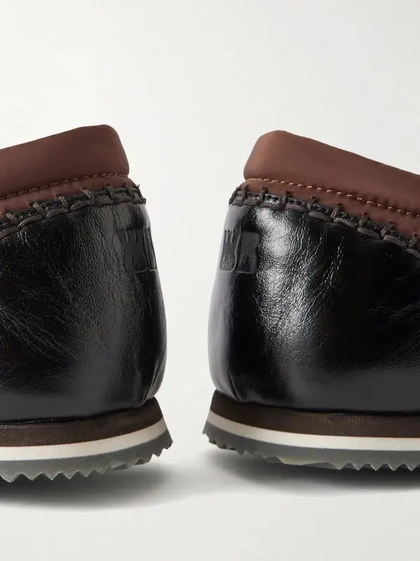 WALES BONNER Paris Trainer Leather-trimmed Shell Sneakers - Brown