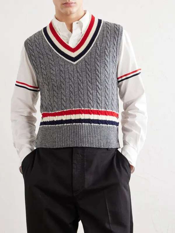 Thom Browne Cable-knit Wool Vest