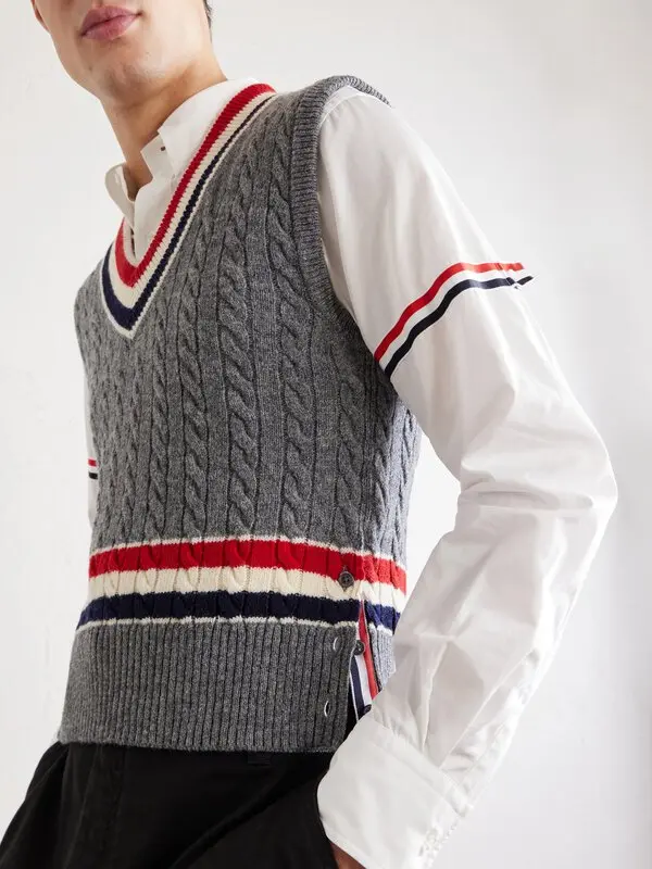 Thom Browne Cable-knit Wool Vest