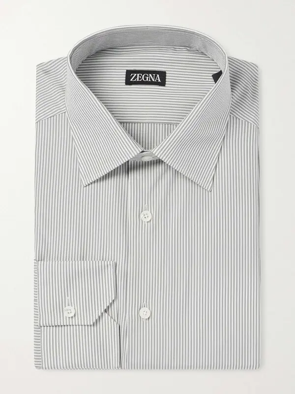 Zegna Trofeo Stripped Cotton-poplin Shirt
