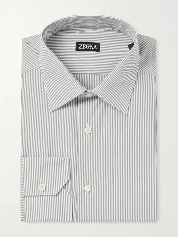 Zegna Trofeo Stripped Cotton-poplin Shirt