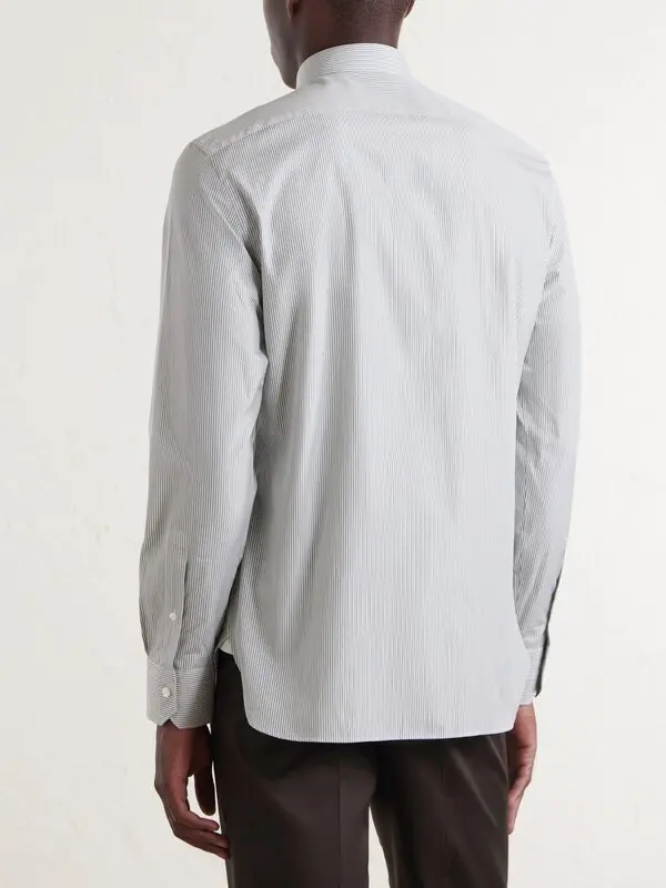 Zegna Trofeo Stripped Cotton-poplin Shirt
