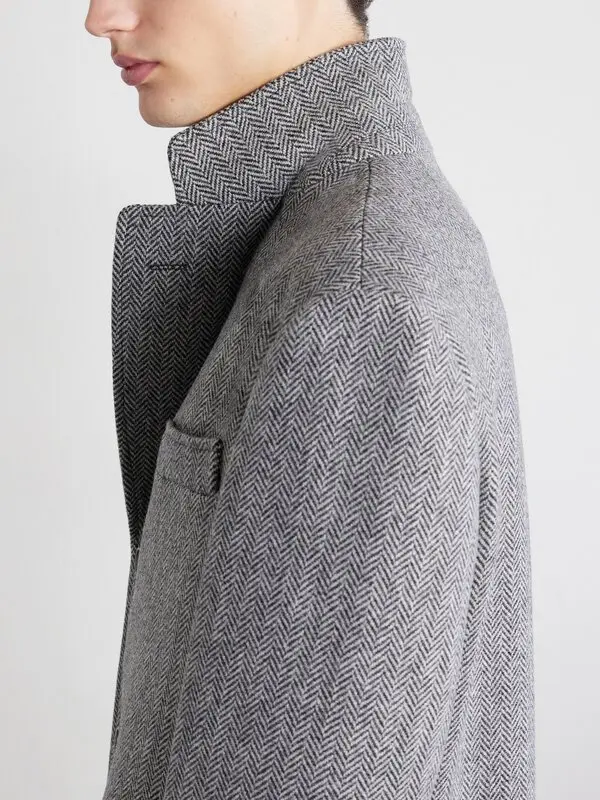 Valentino Garavani Virgin Wool Herringbone Coat - Gray
