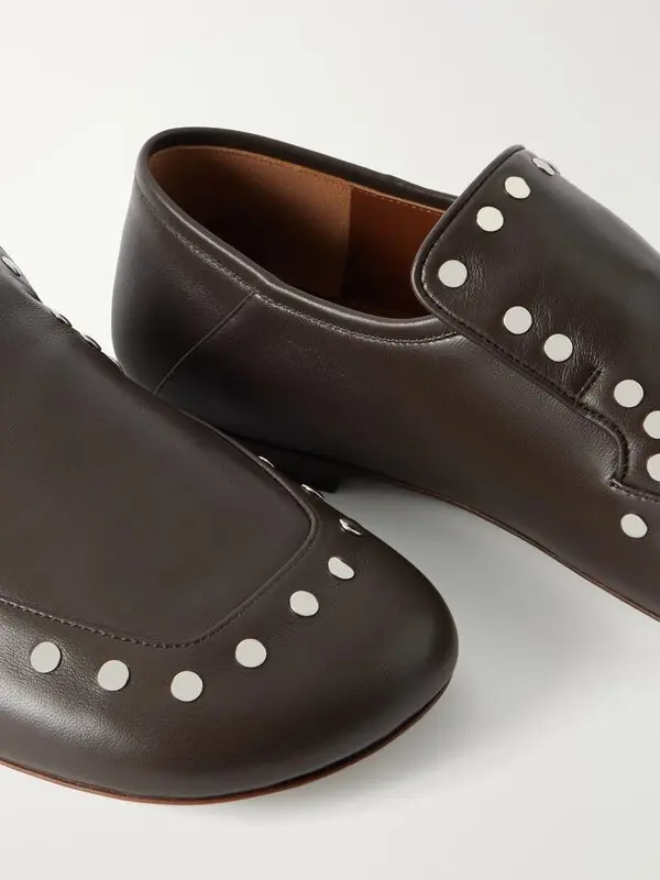 WALES BONNER Embellished Leather Loafers - Brown