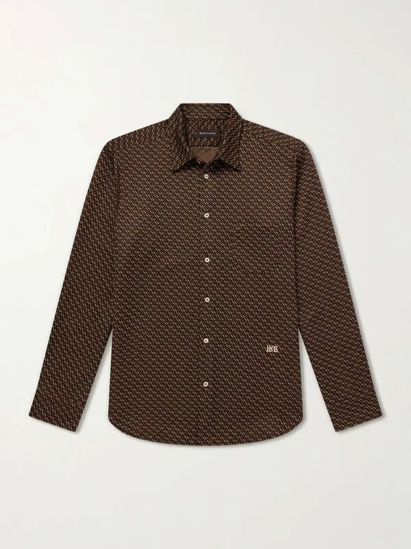 WALES BONNER Doshi Button-down Jacquard-knit Shirt