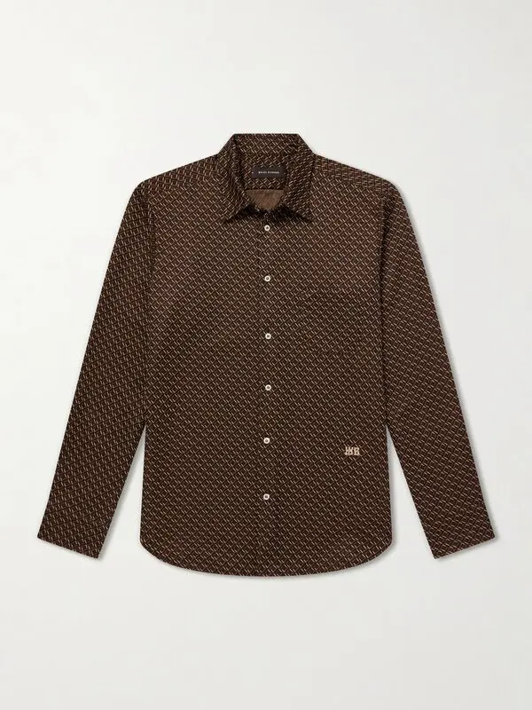 WALES BONNER Doshi Button-down Jacquard-knit Shirt