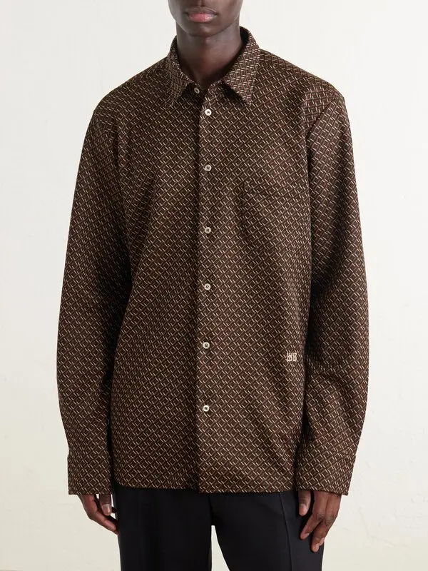 WALES BONNER Doshi Button-down Jacquard-knit Shirt