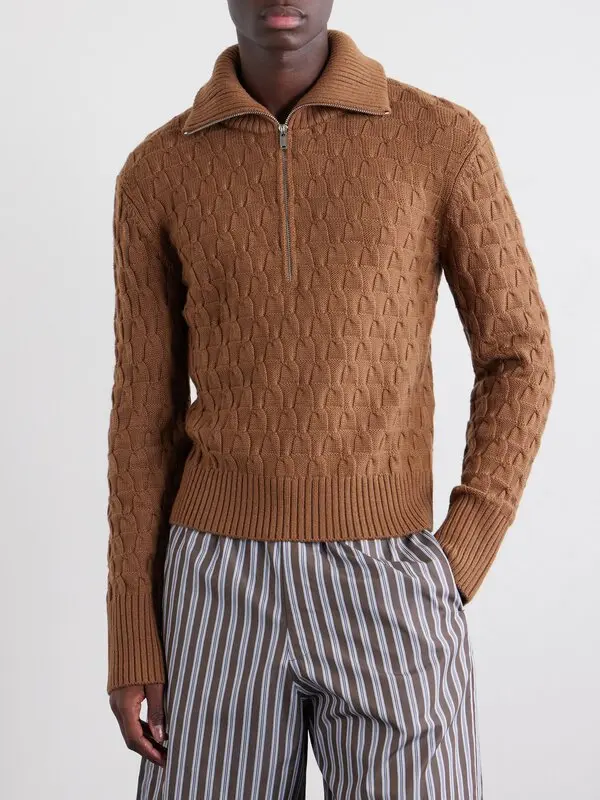 WALES BONNER Wool Half-zip Sweater