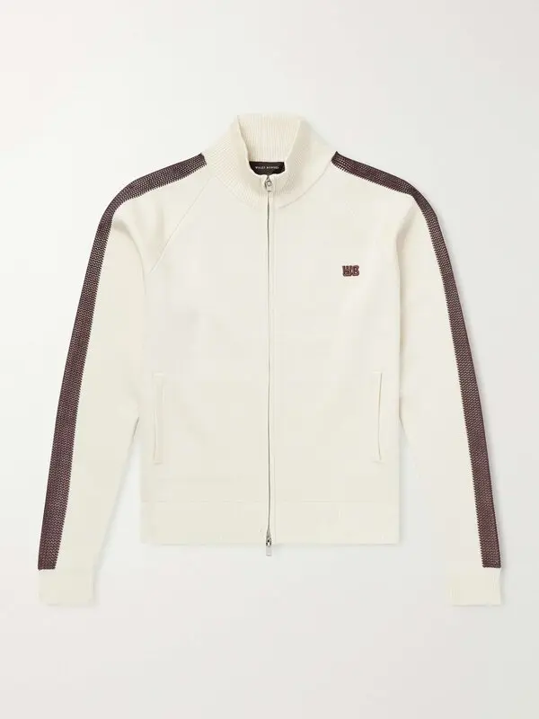 WALES BONNER Logo-embroidered Knitted Zip-up Jacket