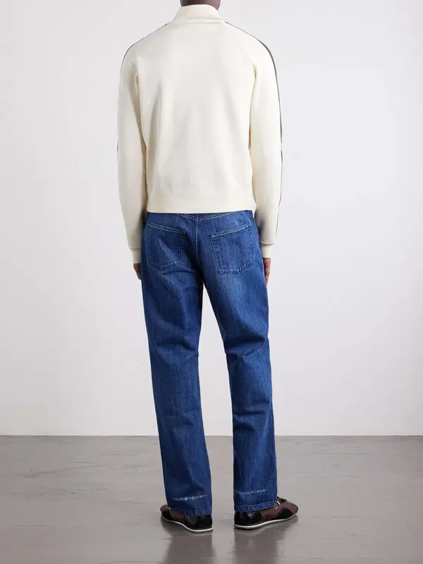 WALES BONNER Logo-embroidered Knitted Zip-up Jacket