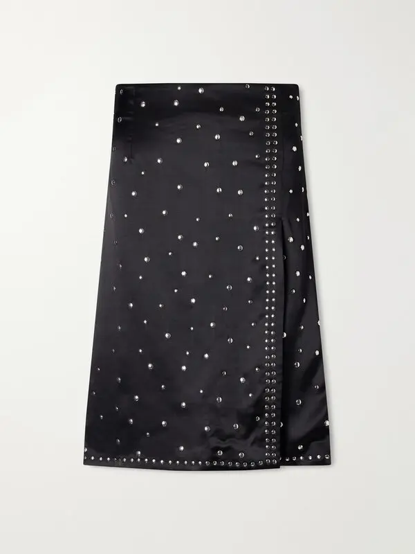WALES BONNER Embellished Satin Midi Skirt
