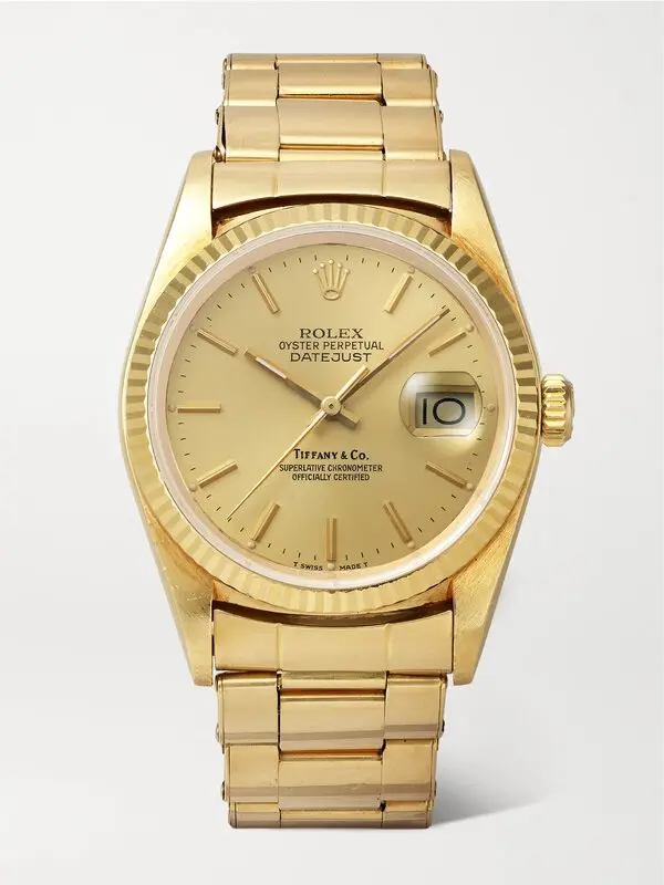 WIND VINTAGE Rolex Datejust 1987 18 Karat Watch With Tiffany & Co. Dial