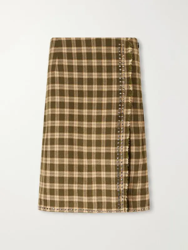 WALES BONNER Cosmic Checked Flannel Mini Skirt - Brown