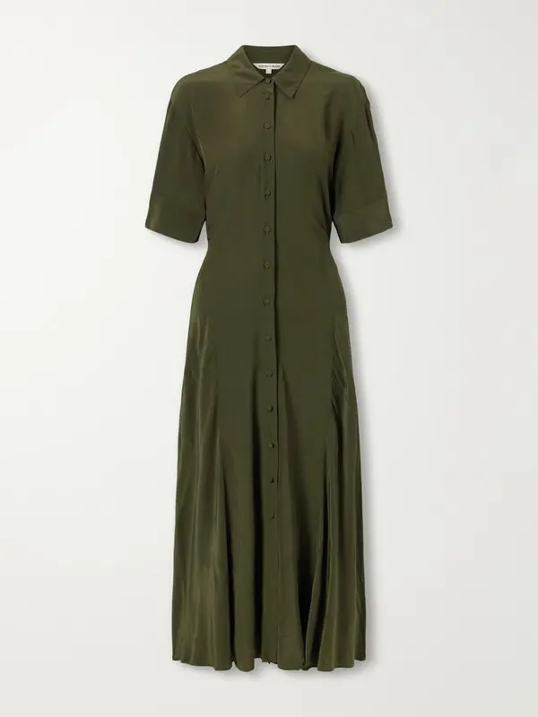 Veronica Beard Perenna Satin Midi Shirt Dress